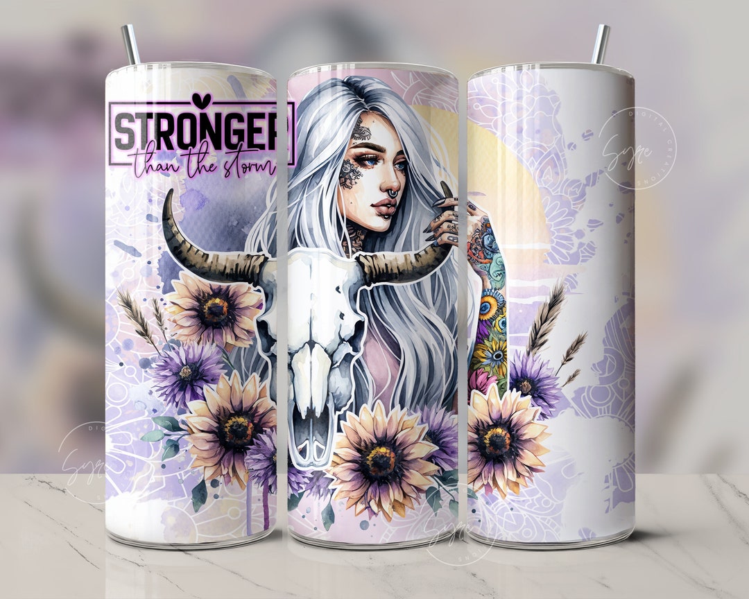 Stronger Than the Storm, Western Affirmation Tumbler Wraps, Sunflower ...