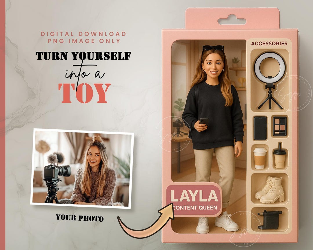 Custom AI Action Figure Portrait Photo Digital Print Art Toy Box ...