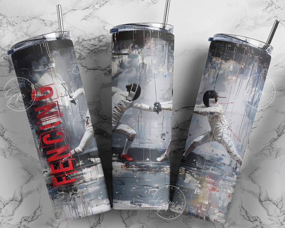 Fencing 20 Oz Skinny Tumbler Png, Fencing Tumbler Wrap Png, Sports ...