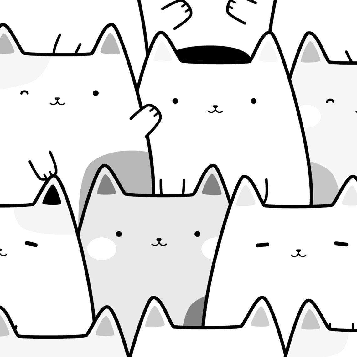 Cute Cats Skinny Tumbler Design Black and White Cat Design - Etsy