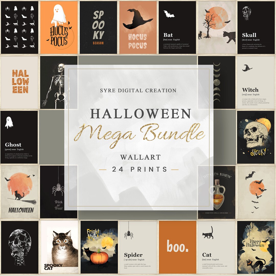 Halloween Art Mega Bundle Collection, 24 Prints, Halloween Wall Art ...