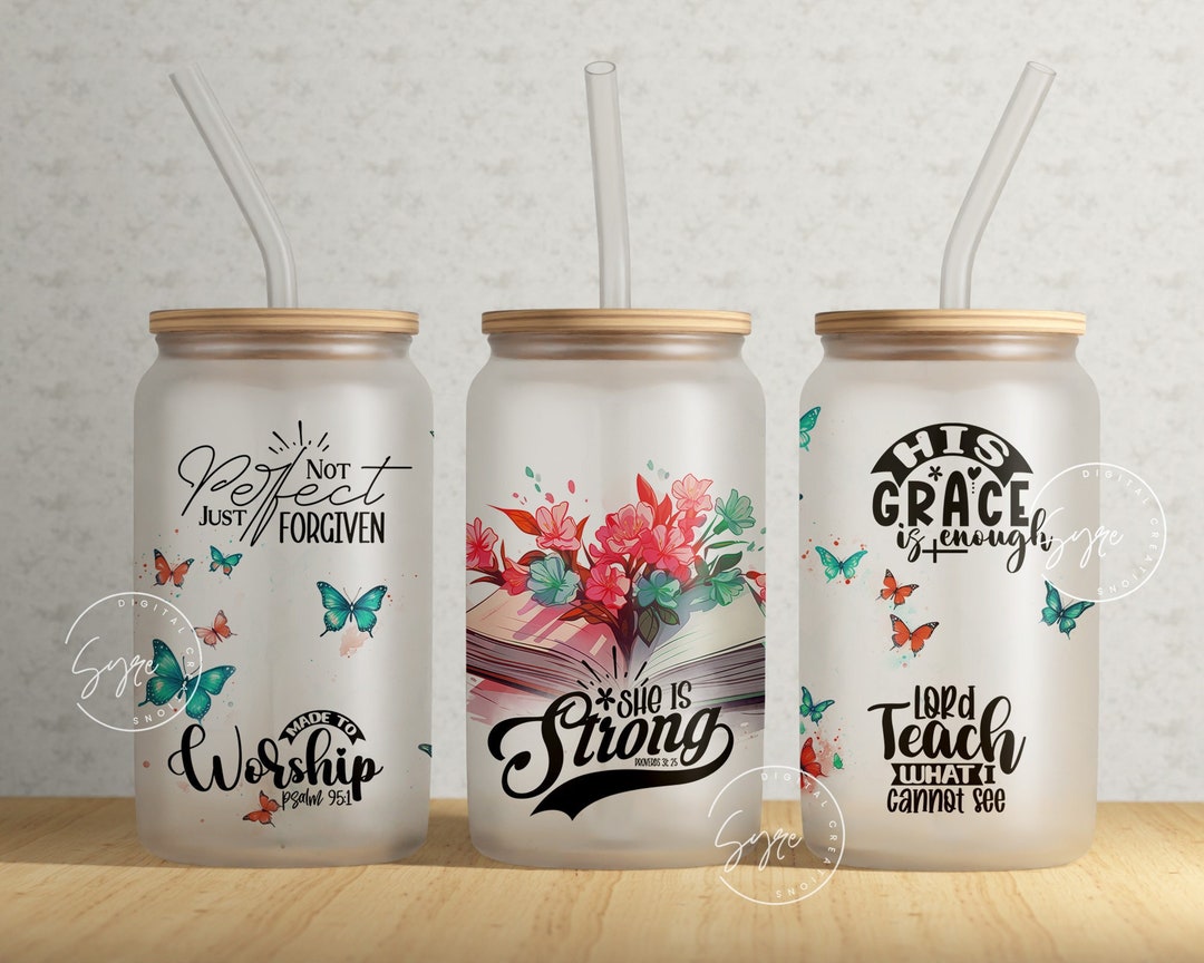 Bible Verse Glass Can, Faith Png Design, Religious Tumbler ...