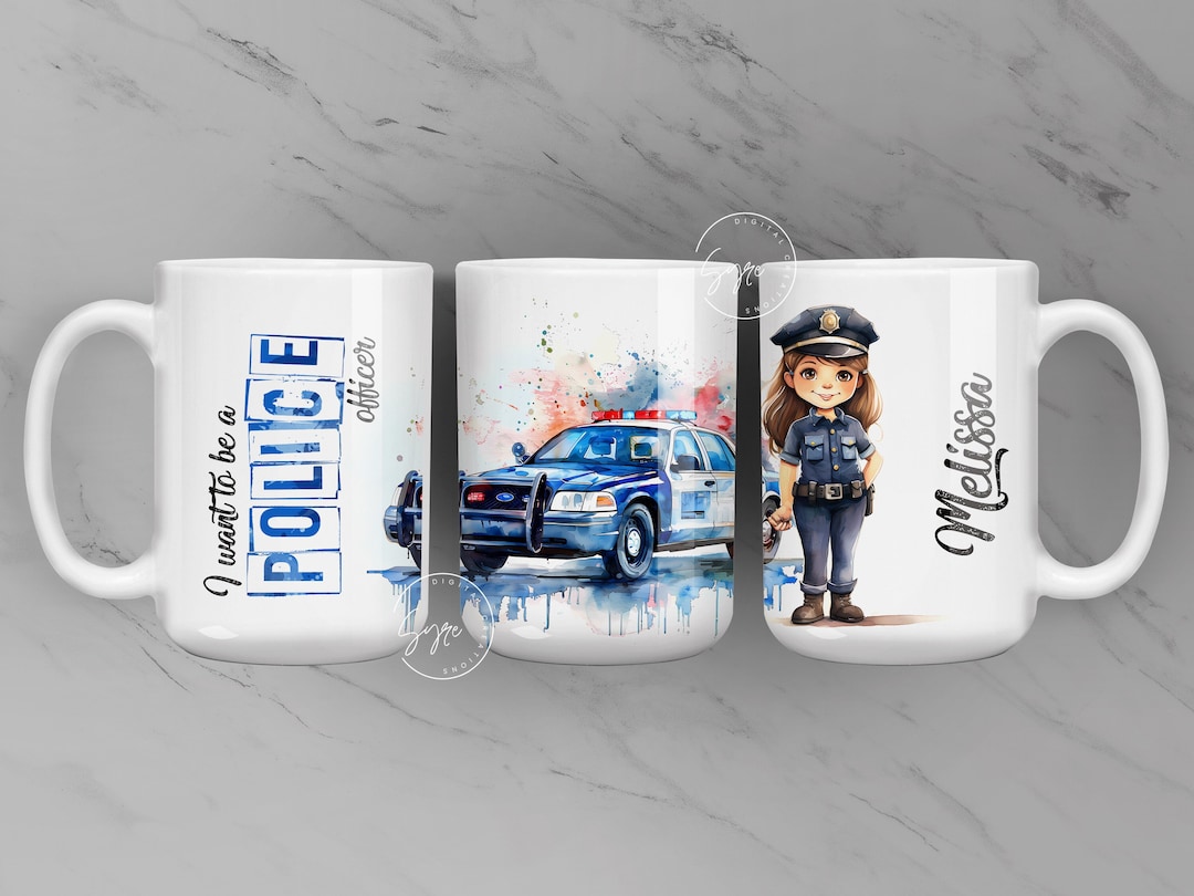 Kids Police Mug Design, Add Your Name Sublimation Wrap, 15 Oz 11 Oz Mug ...