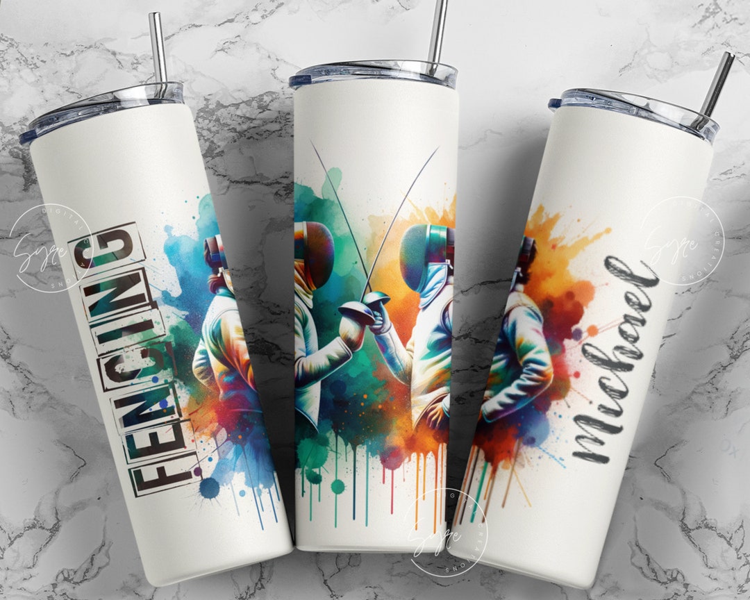 Fencing 20 Oz Skinny Tumbler Png, Fencing Tumbler Wrap Png, Sports ...