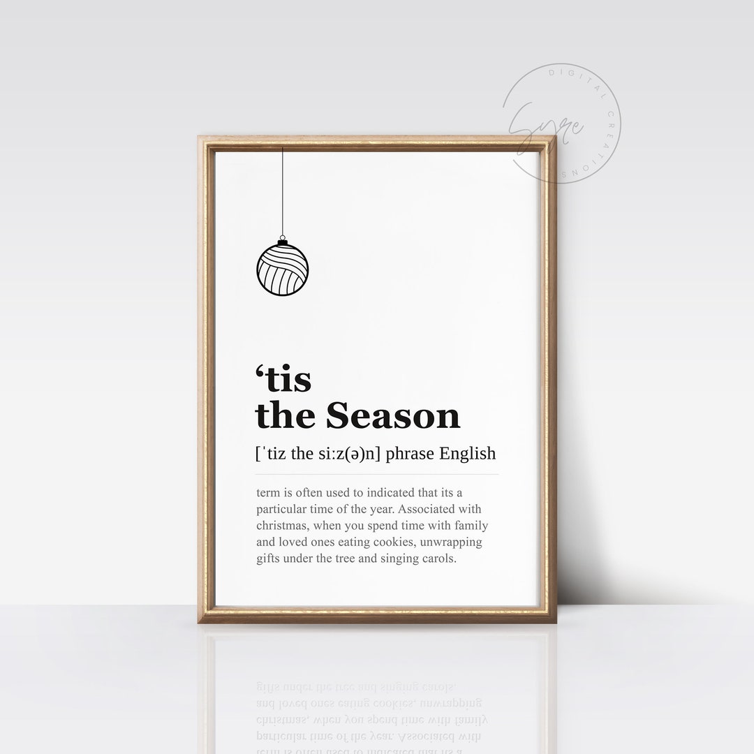 Christmas Wall Art Printable, Tis the Season Definition, Christmas ...