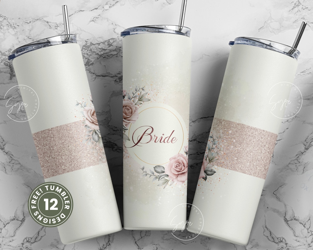 Bride Tumbler Wrap PNG, Wedding Tumbler, Bachelorette Party, Flowers ...