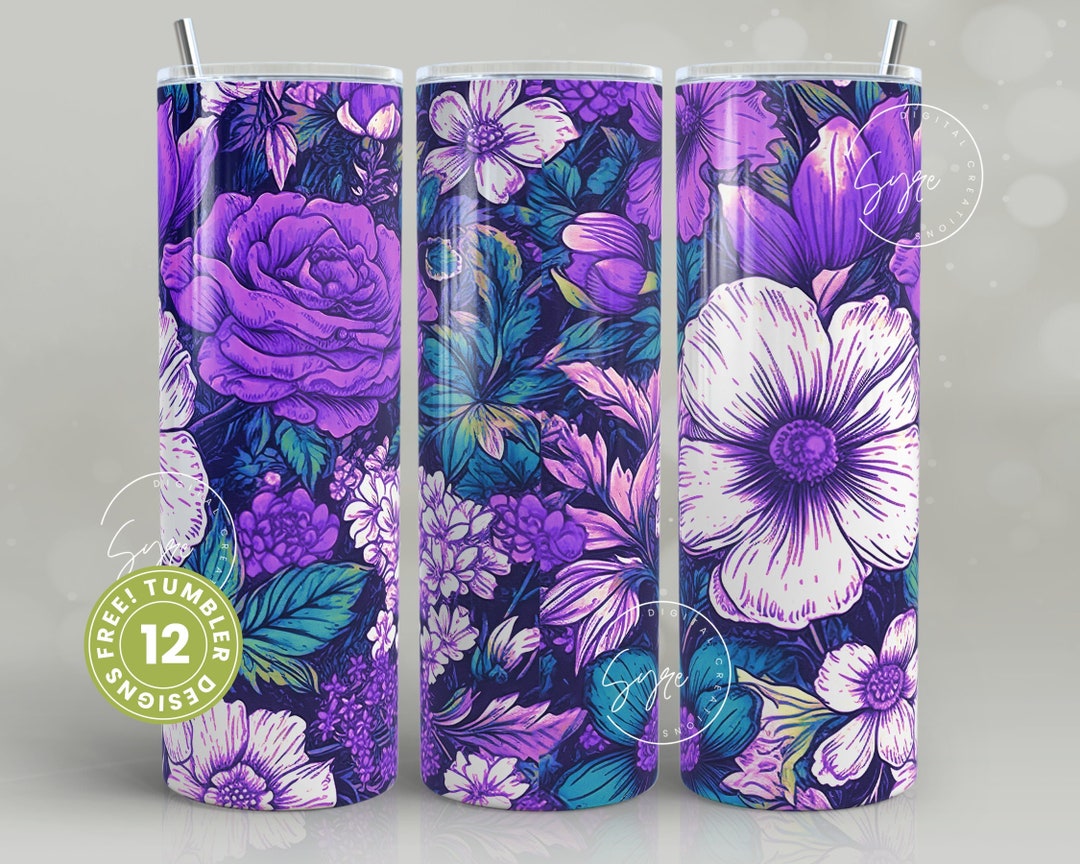 Flower Print Tumbler PNG, Seamless Floral Sublimation, 20 Oz Skinny ...
