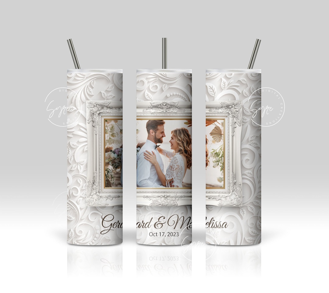 White Photo Tumbler Png, Wedding Tumbler Wrap, Single Image Design, Add ...