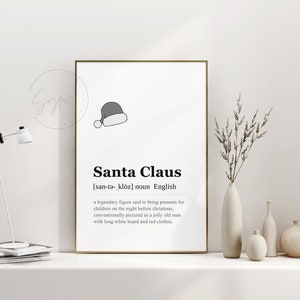 Christmas Wall Art Printable, Santa Clause Definition, Christmas ...
