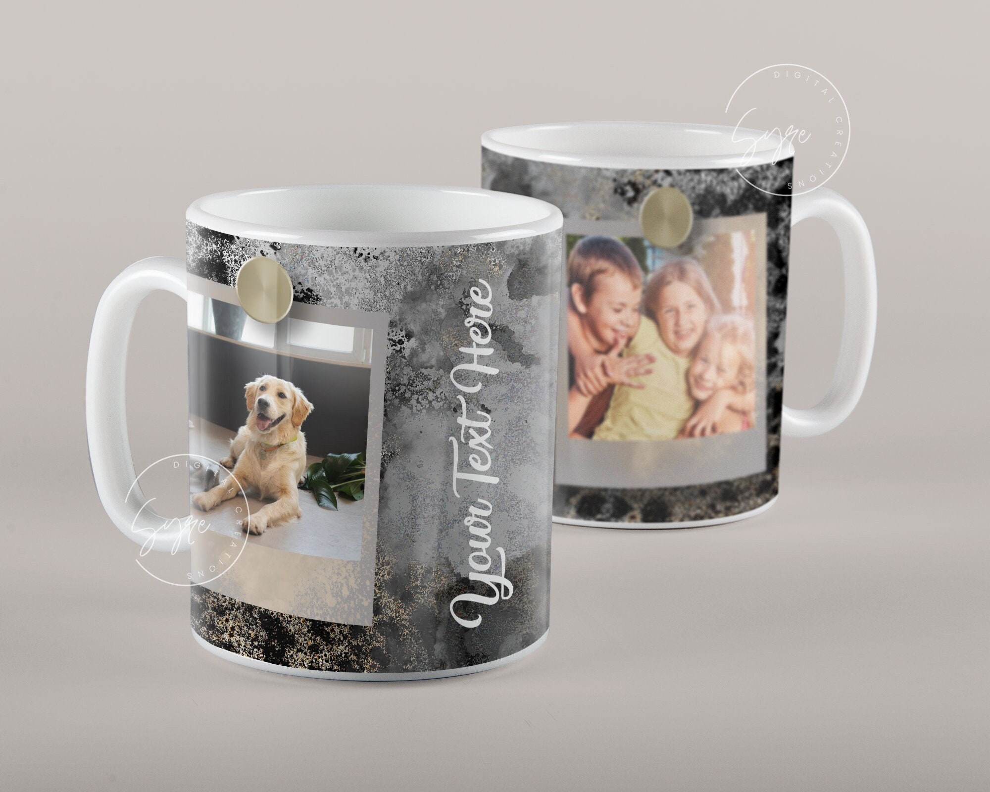 Photo Collage Mug Wrap Picture Frame Mug Add Your Own Text - Etsy