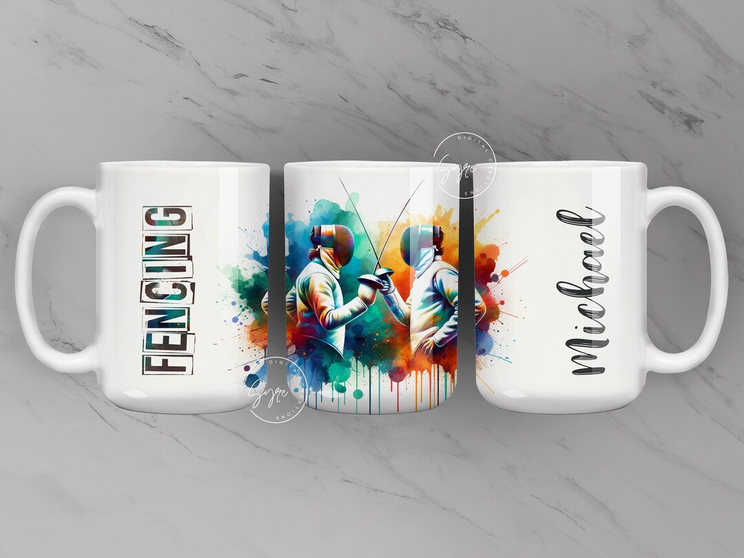 Fencing Mug Wrap Png, Sports Sublimation Design, Fencing Cup, Gifts for ...