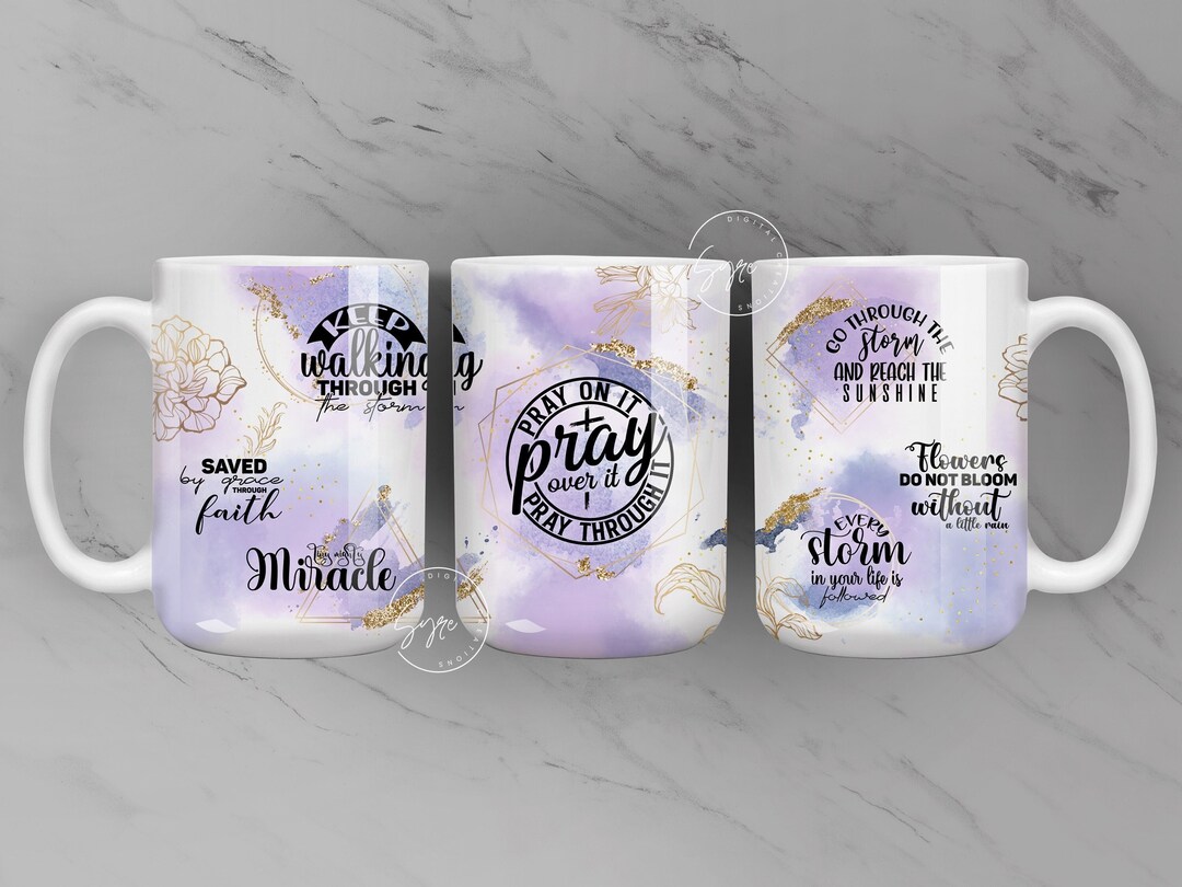 Bible Verse Mug Wrap, Pray Pray Pray, Religious Mug Design ...