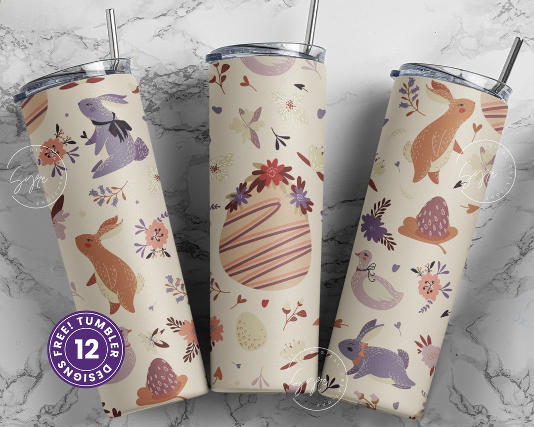 Easter Tumbler, Easter Egg Tumbler, Rabbit Tumbler Seamless Pattern ...