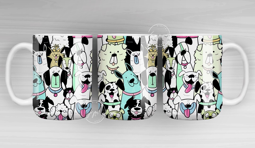Dogs Mug Design Cute Dogs Sublimation Wrap Dog Mug Wrap - Etsy