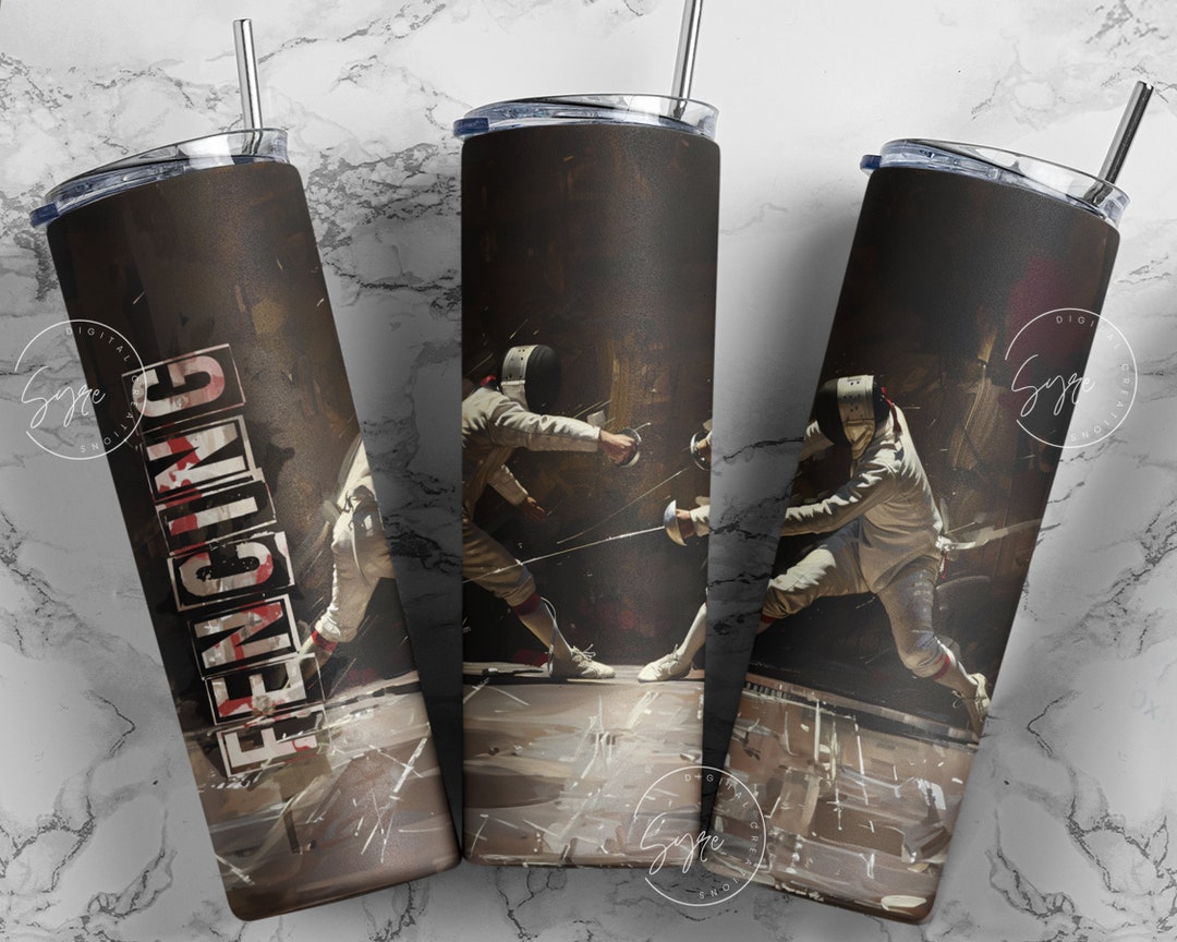 Fencing 20 Oz Skinny Tumbler Png, Fencing Tumbler Wrap Png, Sports ...