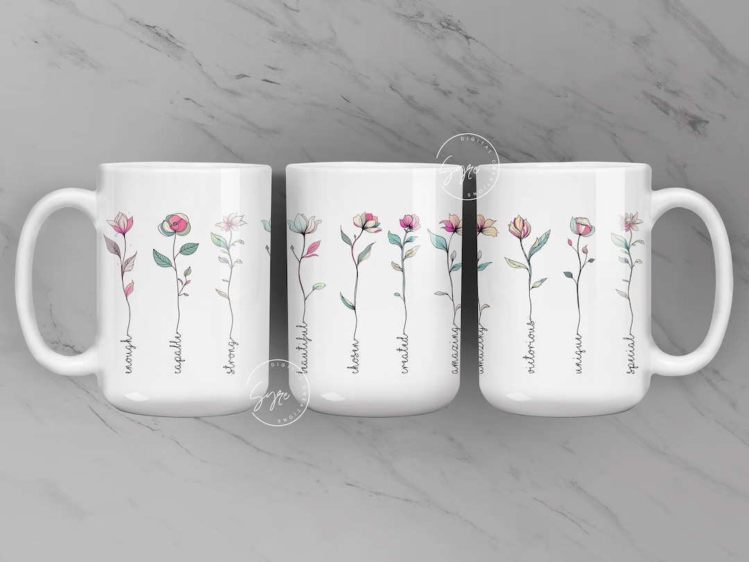 Positive Affirmation Mug Wrap, Bible Verse PNG, Motivational Faith Mug ...