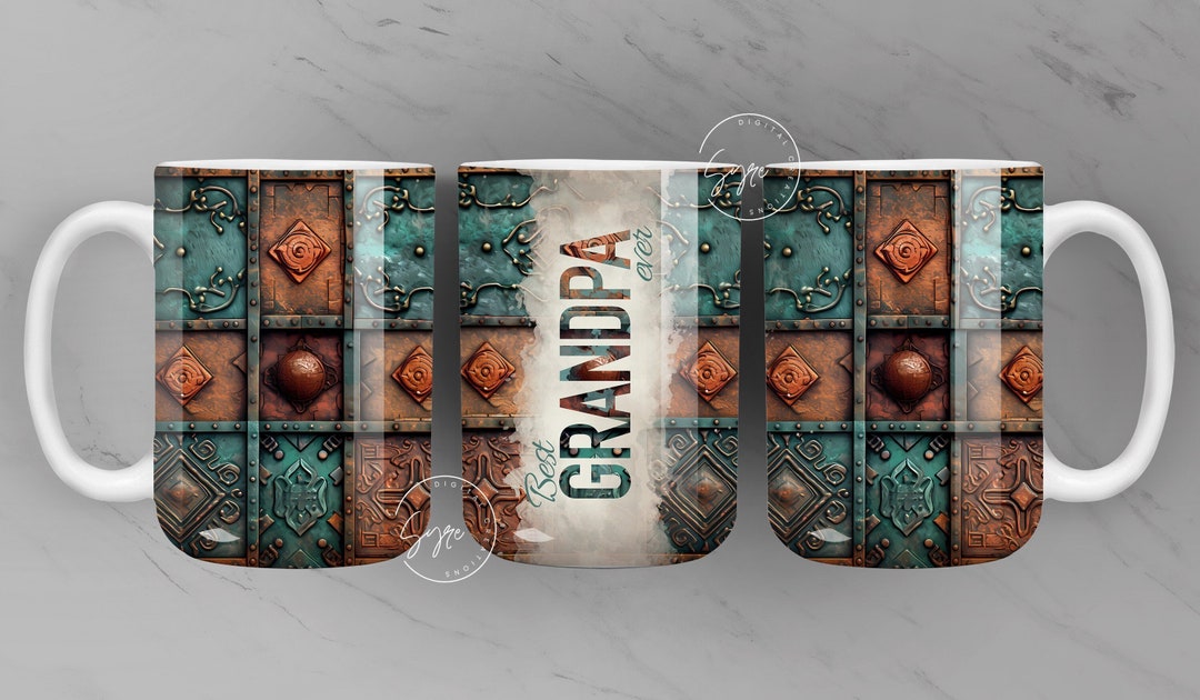 Grandpa Mug, Rusty Metal Mug, 3D Metallic Wrap, Fathers Day Mug, Copper ...