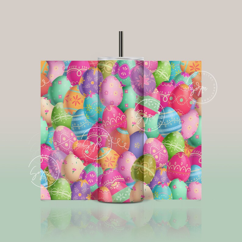 Easter Tumbler, Colourful Easter Egg Tumbler, Egg Seamless Pattern ...