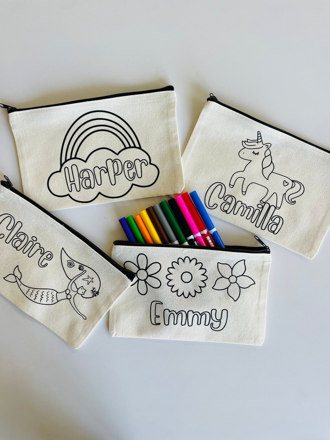 Personalized Color Your Own Bag Marker Pouch Kids Craft DIY - Etsy