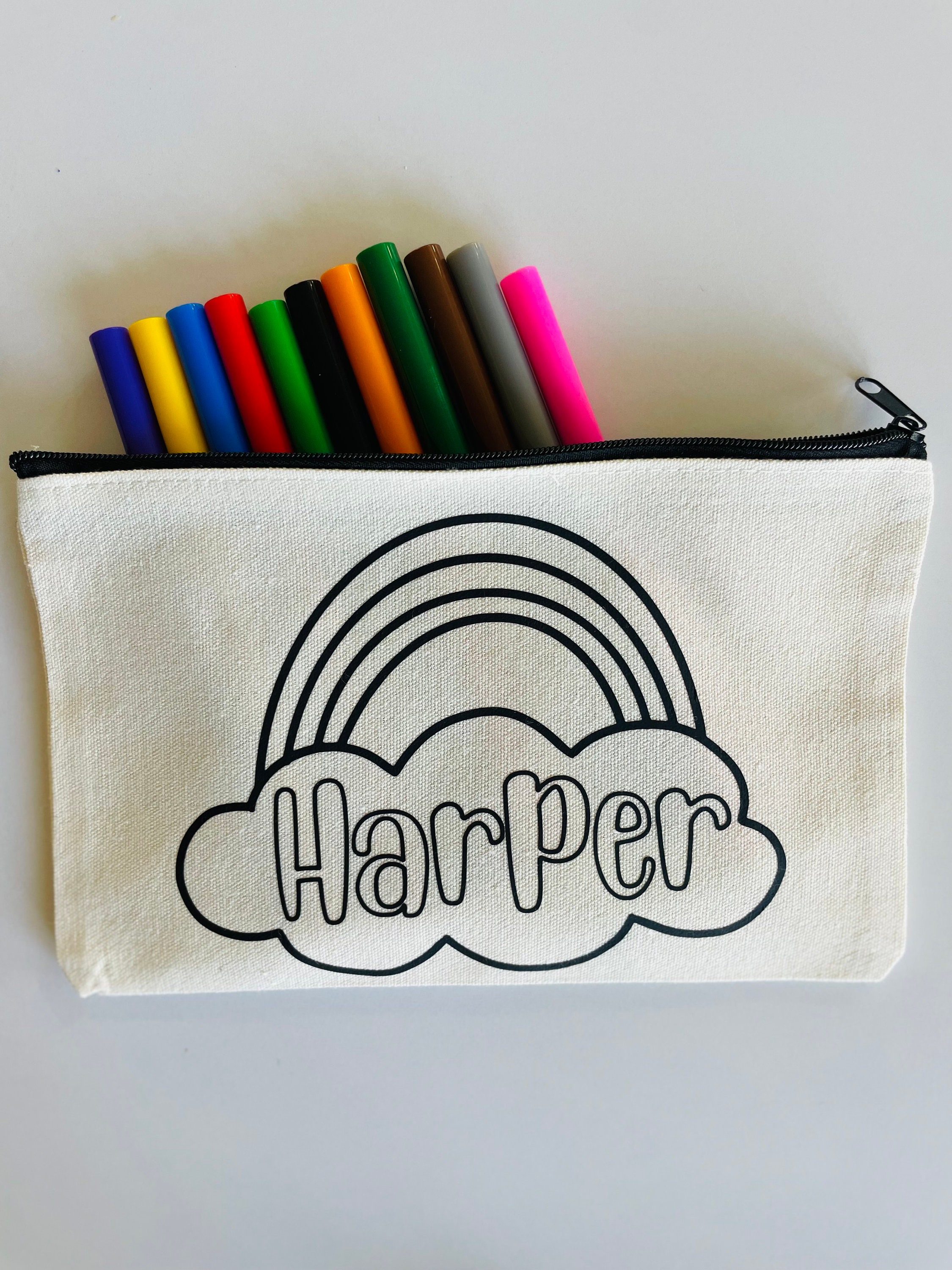 Personalized Color Your Own Bag Marker Pouch Kids Craft DIY - Etsy