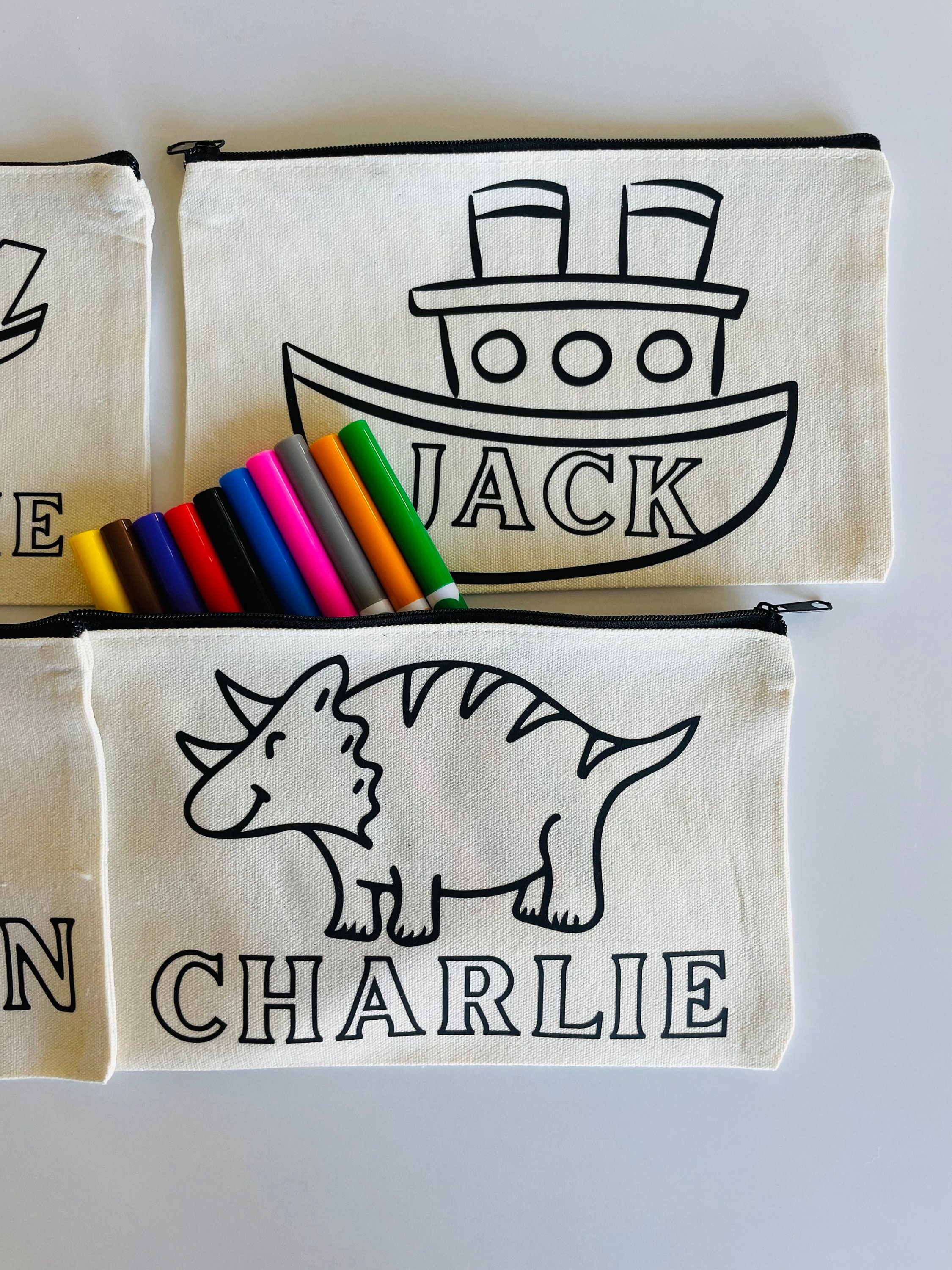 Personalized Color Your Own Bag Marker Pouch Kids Craft DIY - Etsy