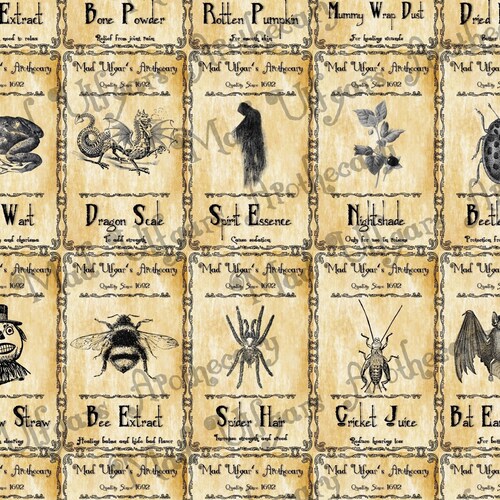 Witch Apothecary Labels Halloween Labels Potion Ingredient - Etsy