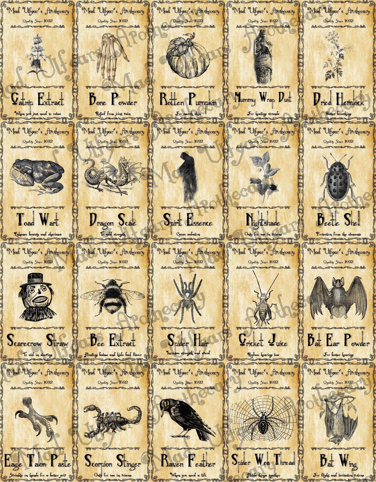 Witch Apothecary Labels, Halloween Labels, Potion Ingredient Labels ...