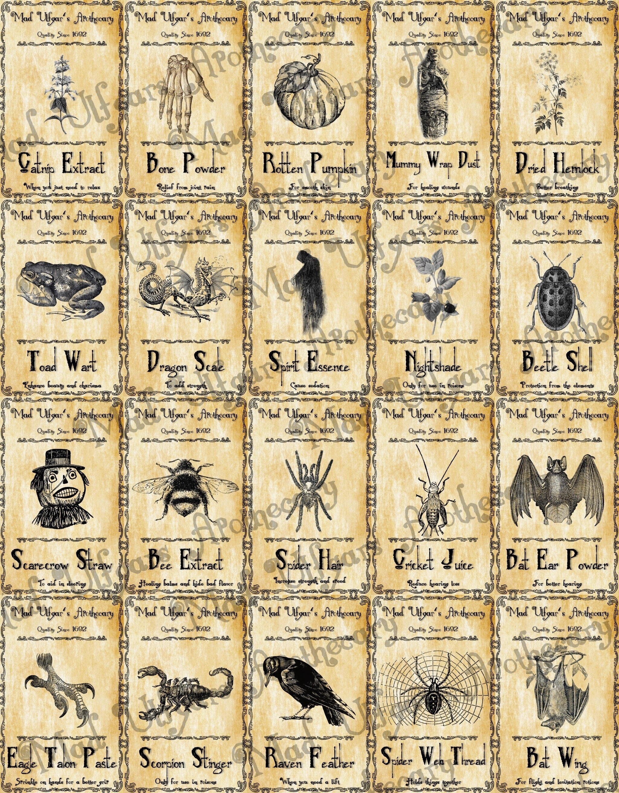 Witch Apothecary Labels, Halloween Labels, Potion Ingredient Labels ...