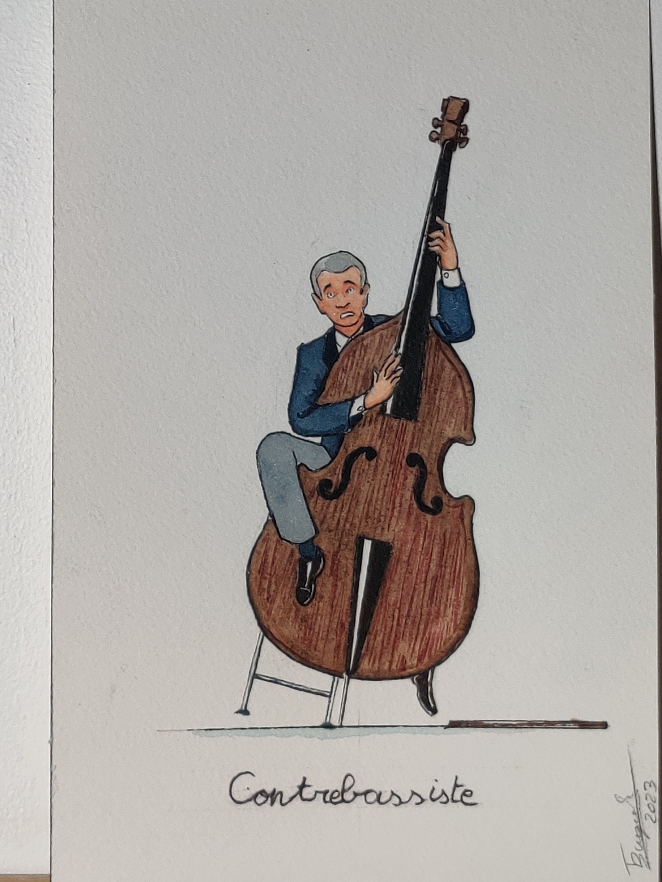 Double Bass Instrument Drawing