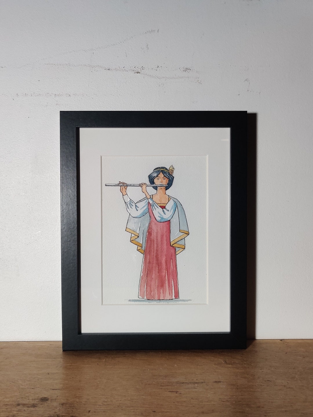 The Flute-watercolor-illustration Orchestra Musicians-watercolor Print ...