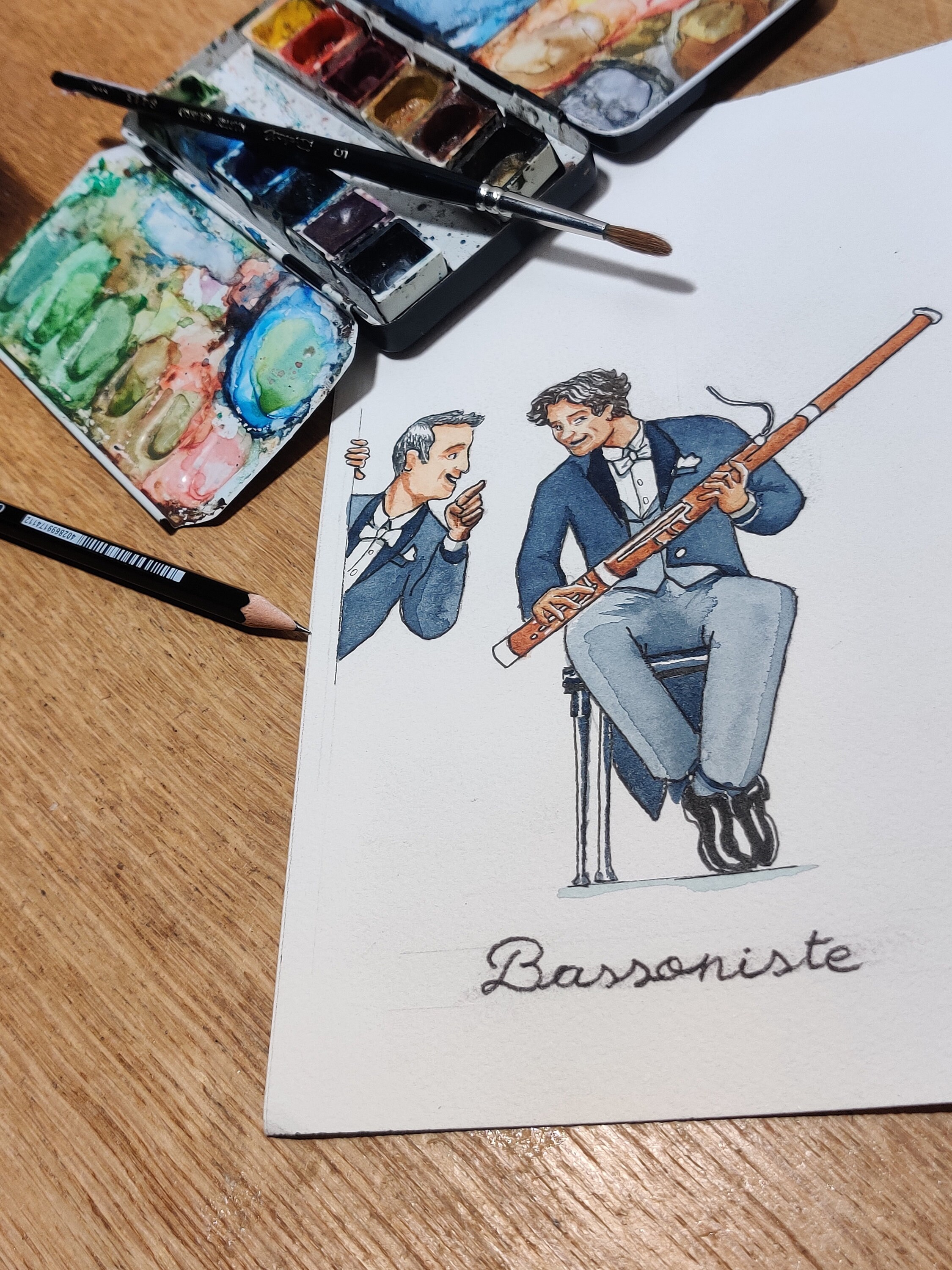 The Bassoon-watercolor-illustration Orchestra Musicians-watercolor ...