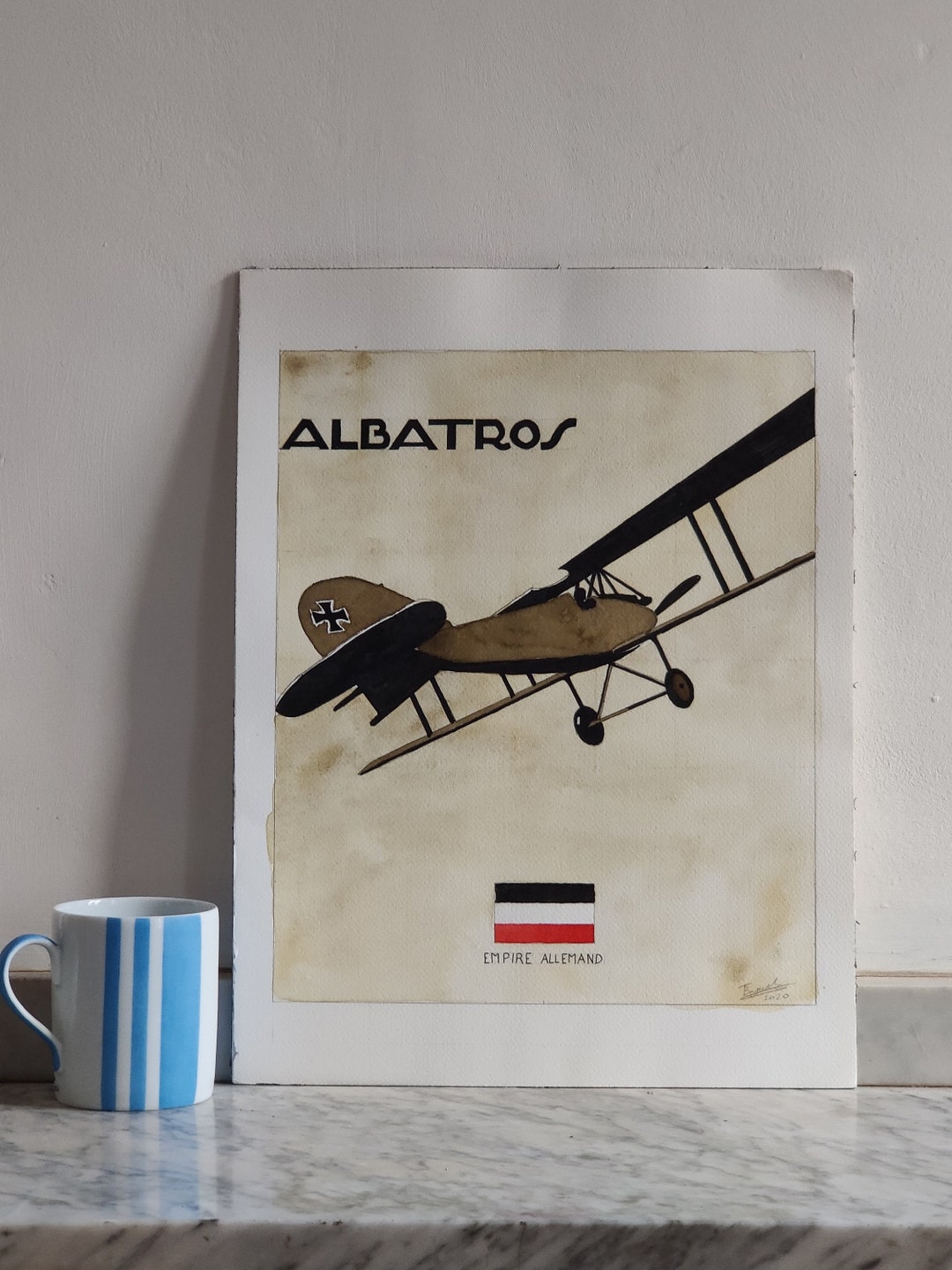 WW1 German Airplane Poster - Watercolor - Watercolor Print - Limited ...