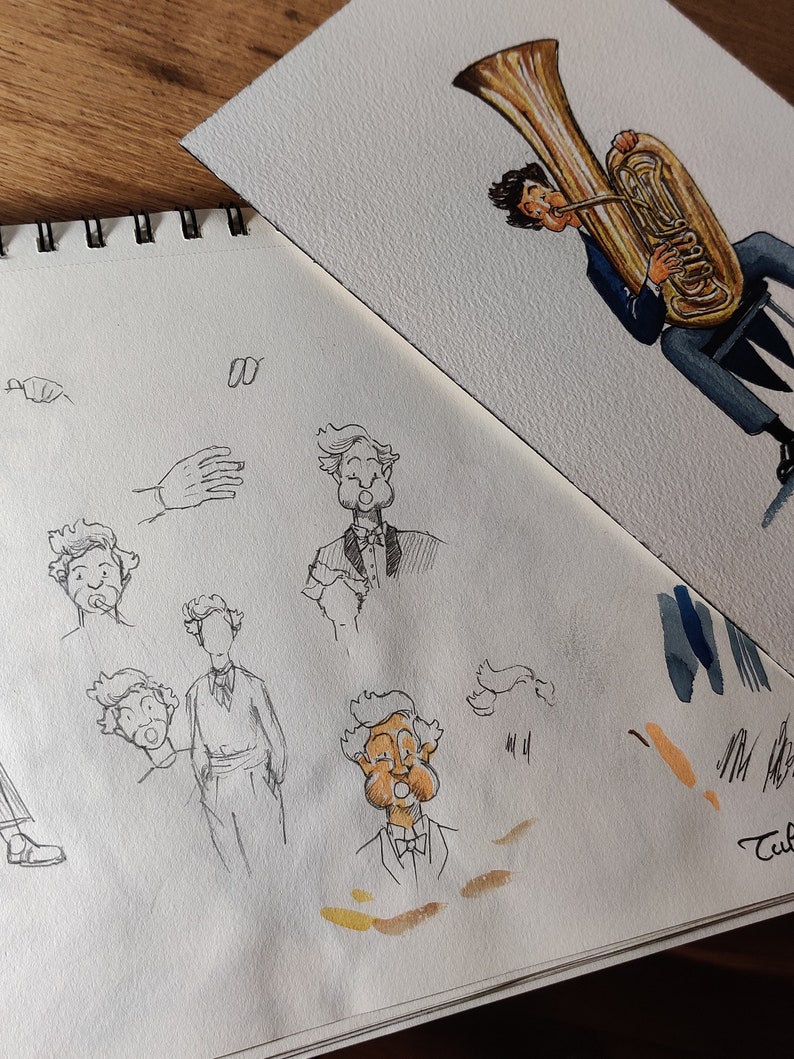 The Tuba-watercolor-illustration Orchestra Musicians-watercolor Print ...