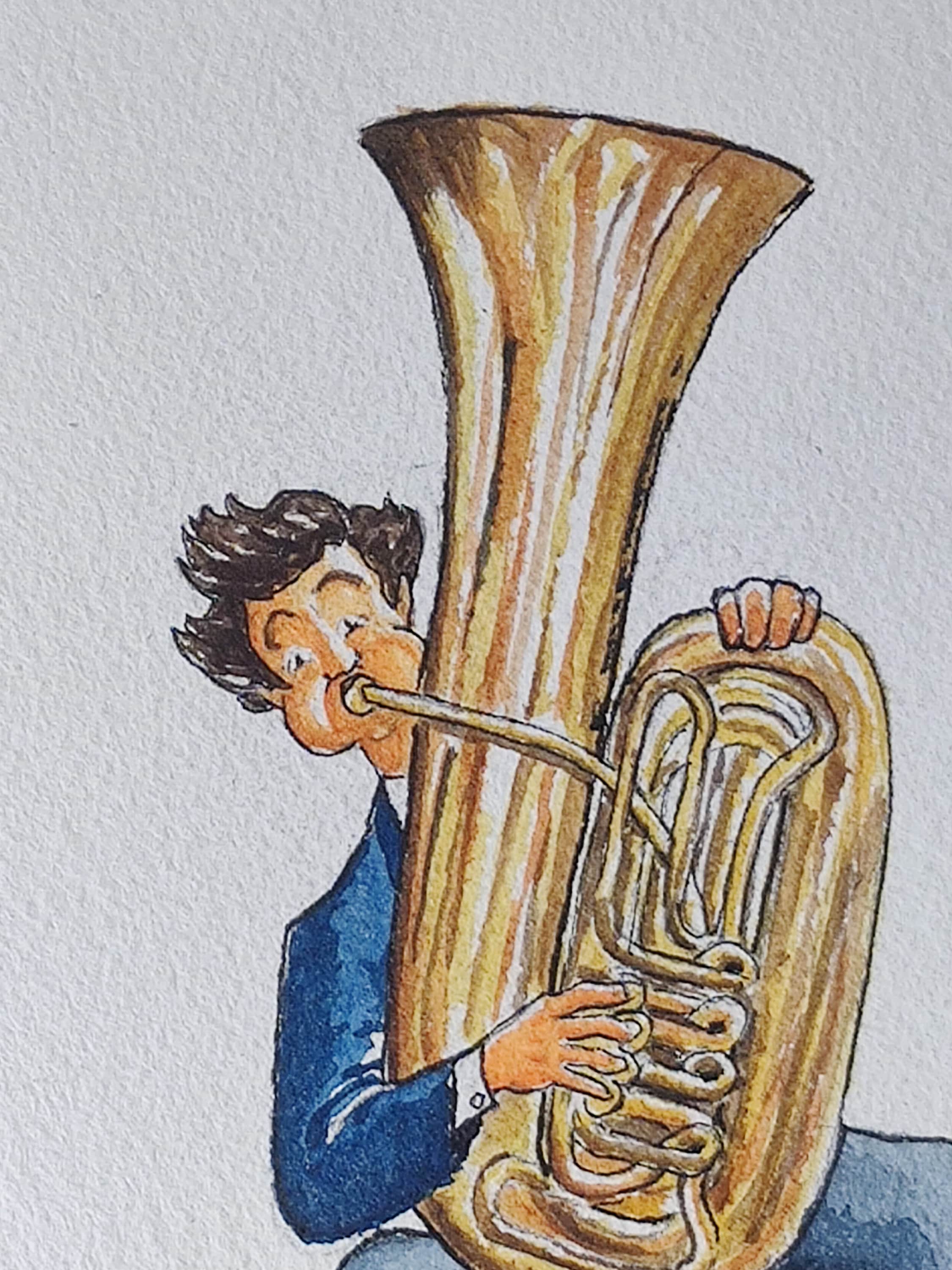 The Tuba-watercolor-illustration Orchestra Musicians-watercolor Print ...
