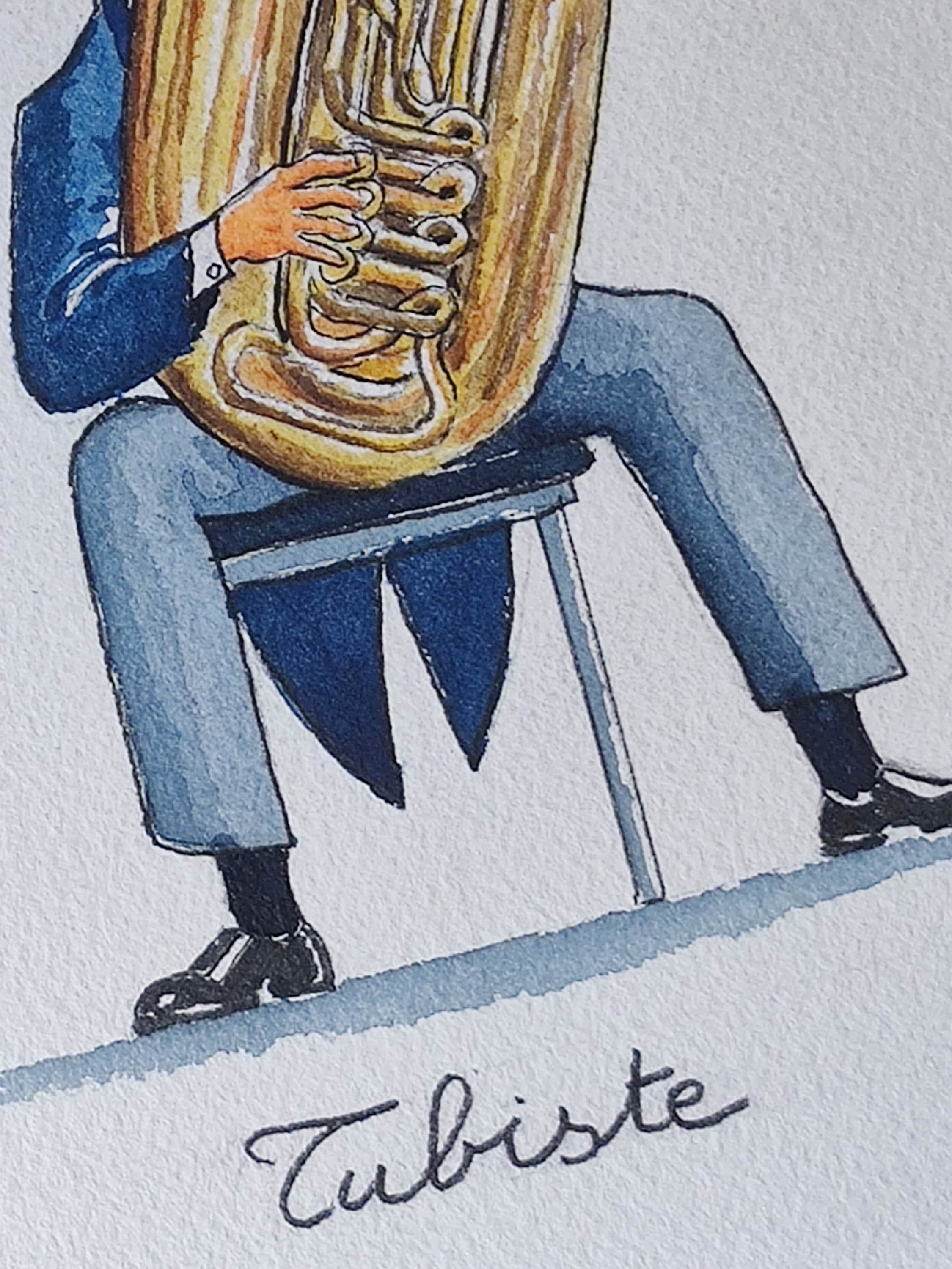 The Tuba-watercolor-illustration Orchestra Musicians-watercolor Print ...