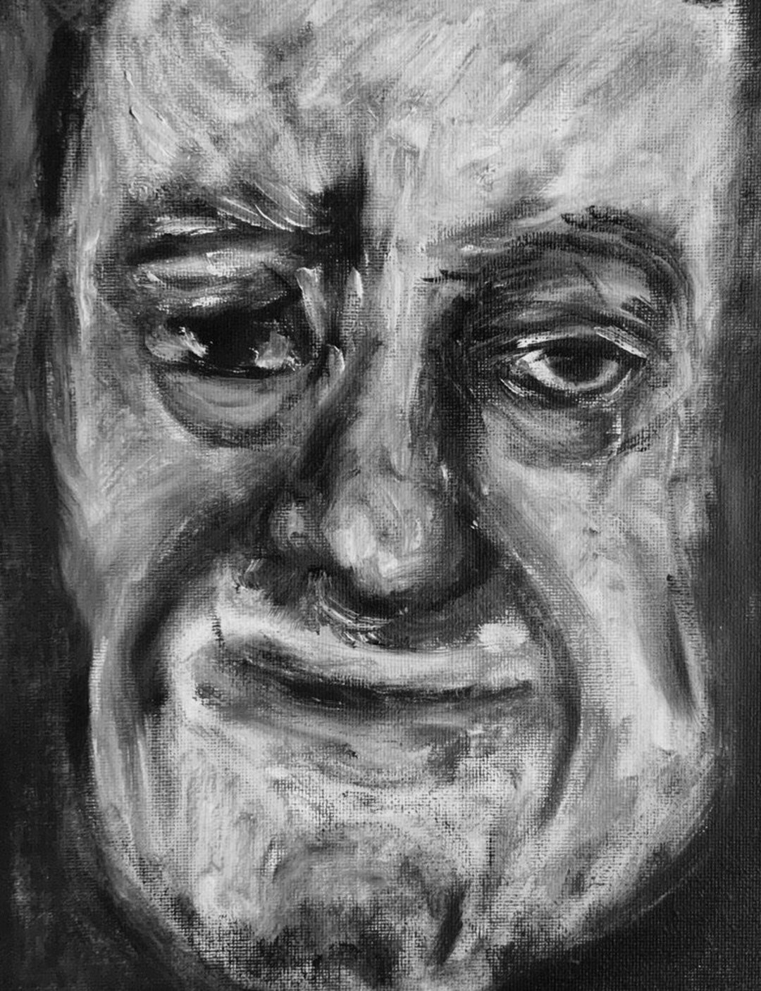Horror Art, Black and White Portrait, Original Oil Painting, Small Home ...