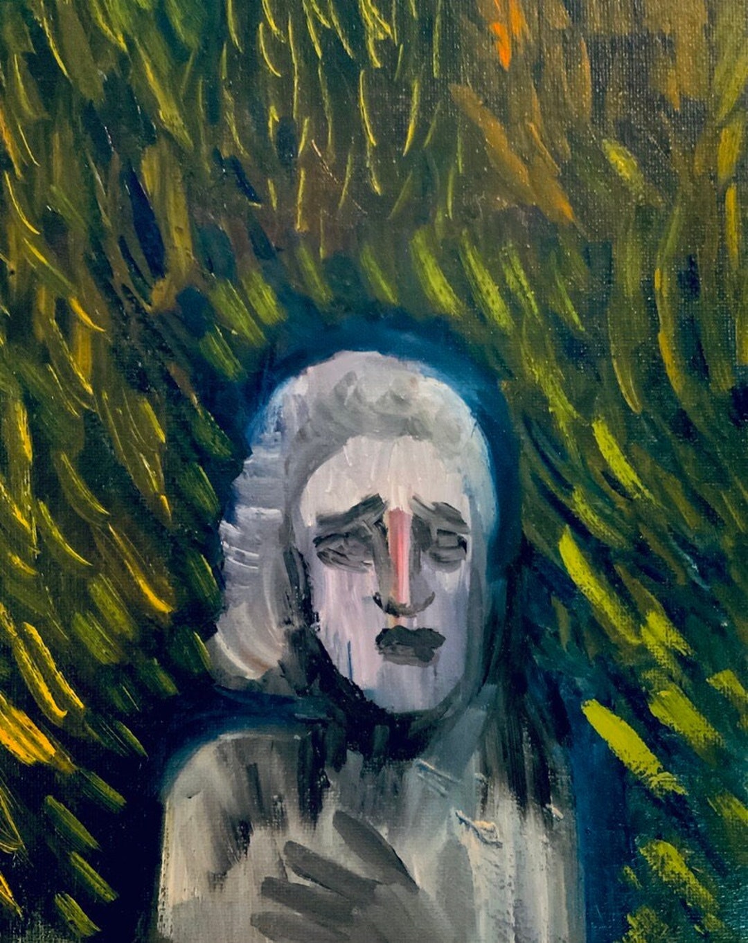 Primitive Greek Statue Painting Original Oil Artwork, Impressionist ...