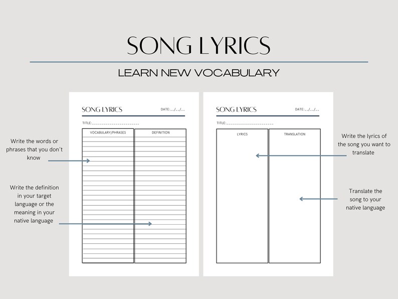 Language Learning Planner Media Tracker, Vocabulary, Templates, Reading ...