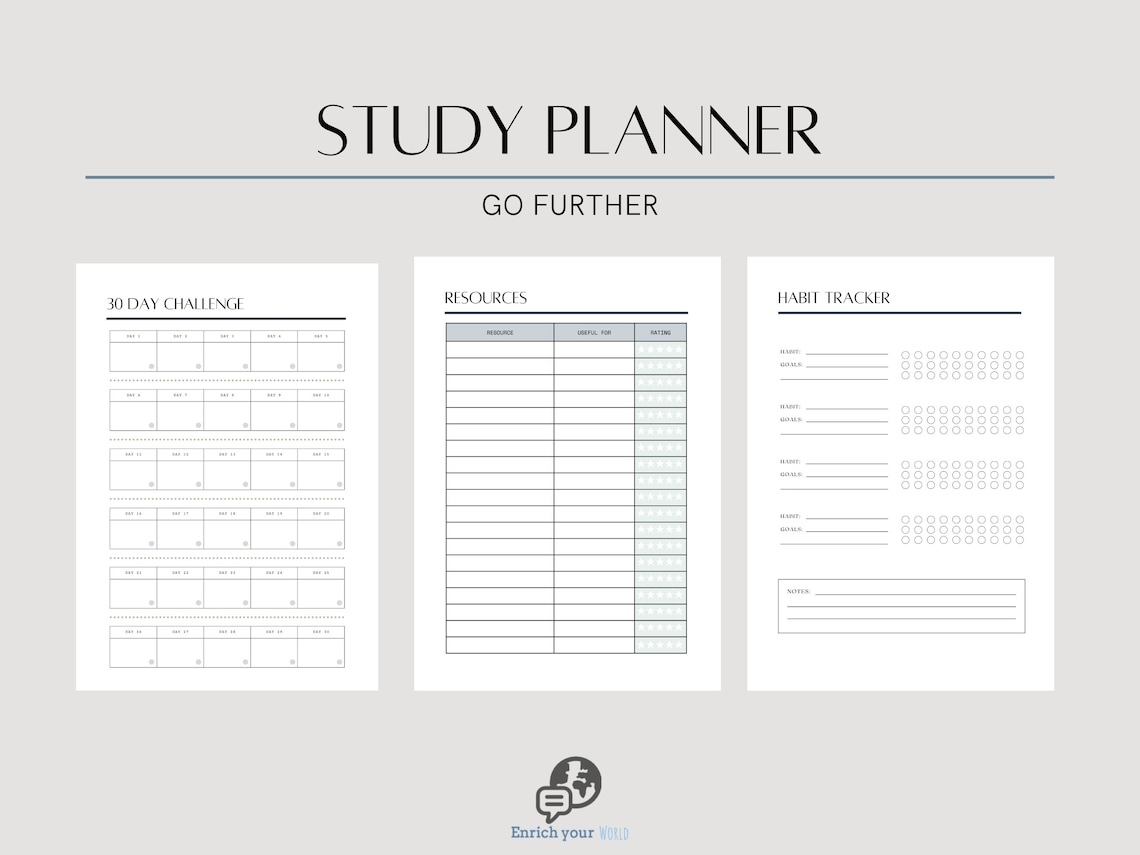 Study Planner, Language Learning Planner, Notebook Workbook Study ...