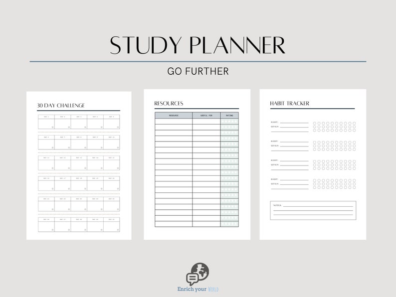 Study Planner, Language Learning Planner, Notebook Workbook Study ...