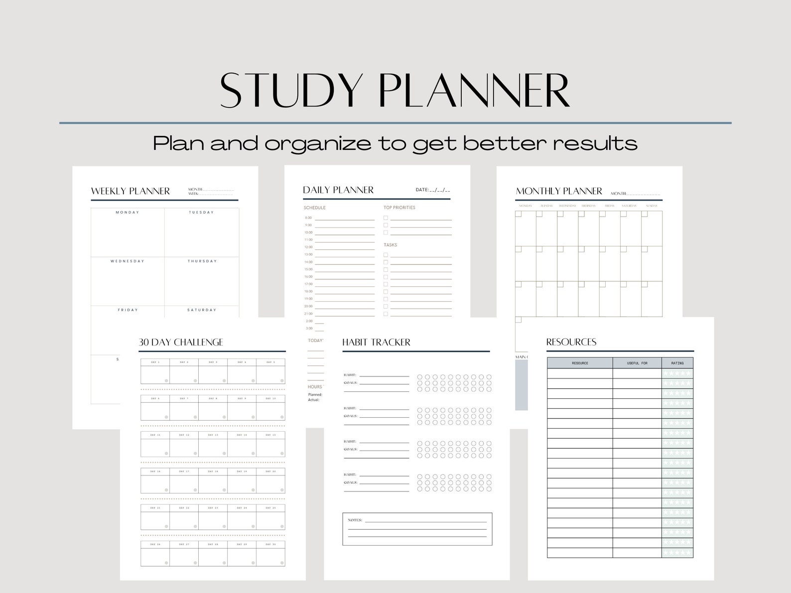 Language Learning Planner, Notebook Workbook Study Journal, Printable ...