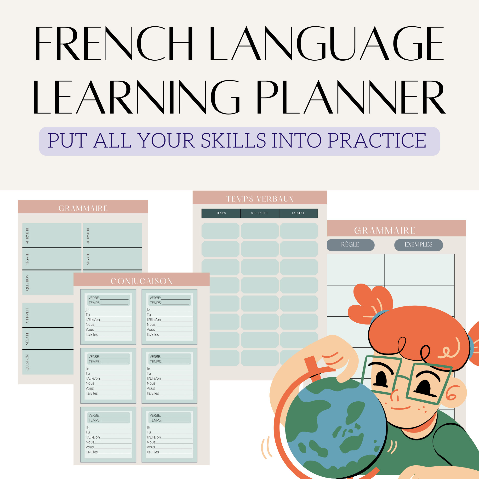 French Language Learning Planner, Notebook Workbook Study Journal ...