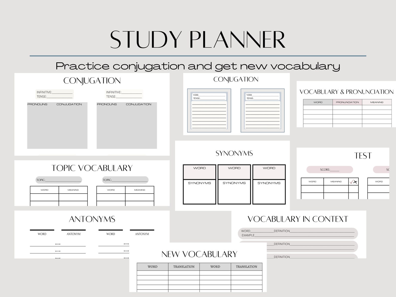 Language Learning Planner, Notebook Workbook Study Journal, Printable ...