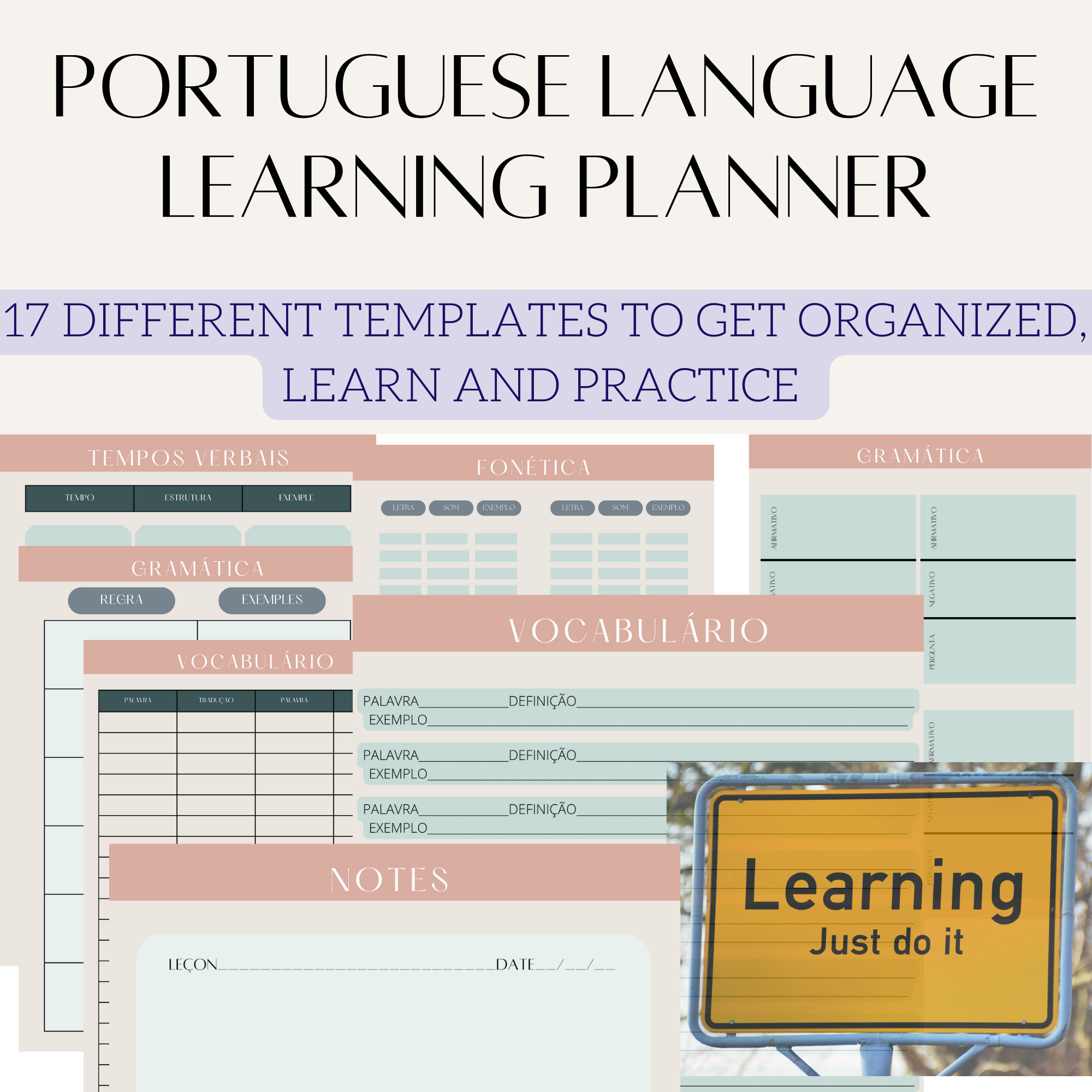 Portuguese Language Learning Planner, Notebook Workbook Study Journal ...