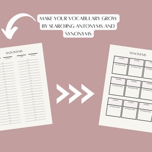 Vocabulary Language Learning Notebook Set, Worksheets, Printable ...