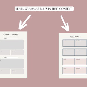 Grammar Language Learning Notebook Set, Worksheets, Printable, Digital ...