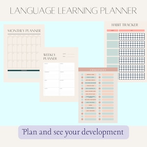 Language Learning Planner, Notebook Workbook Study Journal, Printable ...