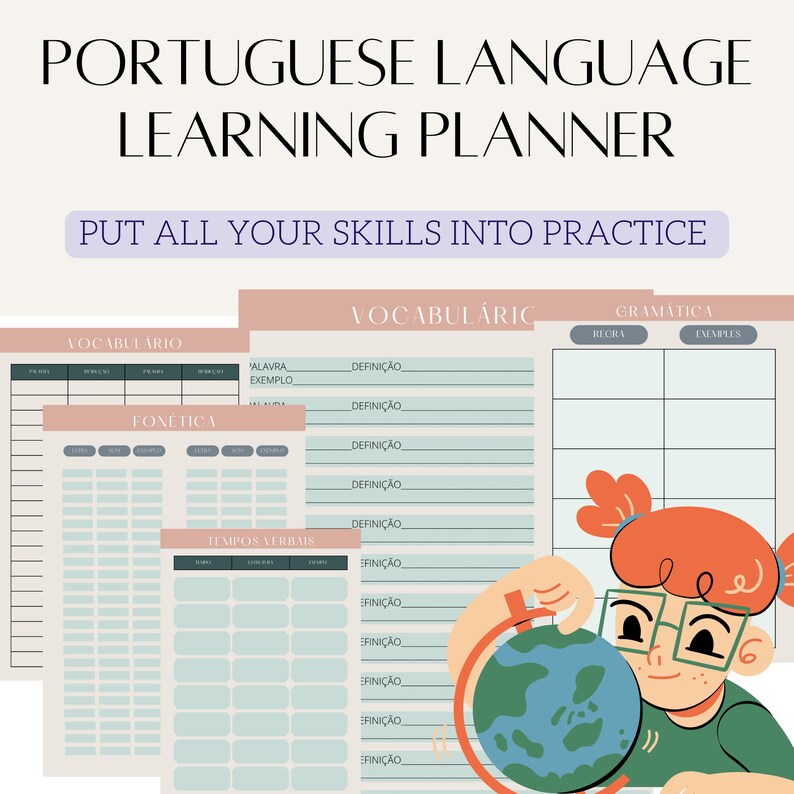 Portuguese Language Learning Planner, Notebook Workbook Study Journal ...