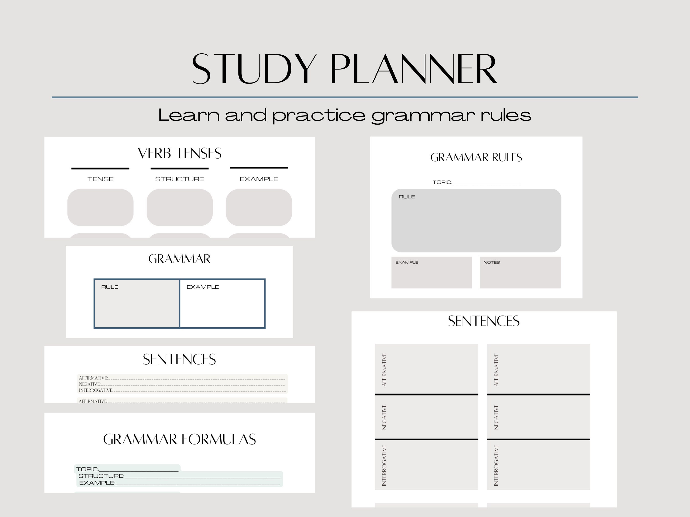 Language Learning Planner, Notebook Workbook Study Journal, Printable ...
