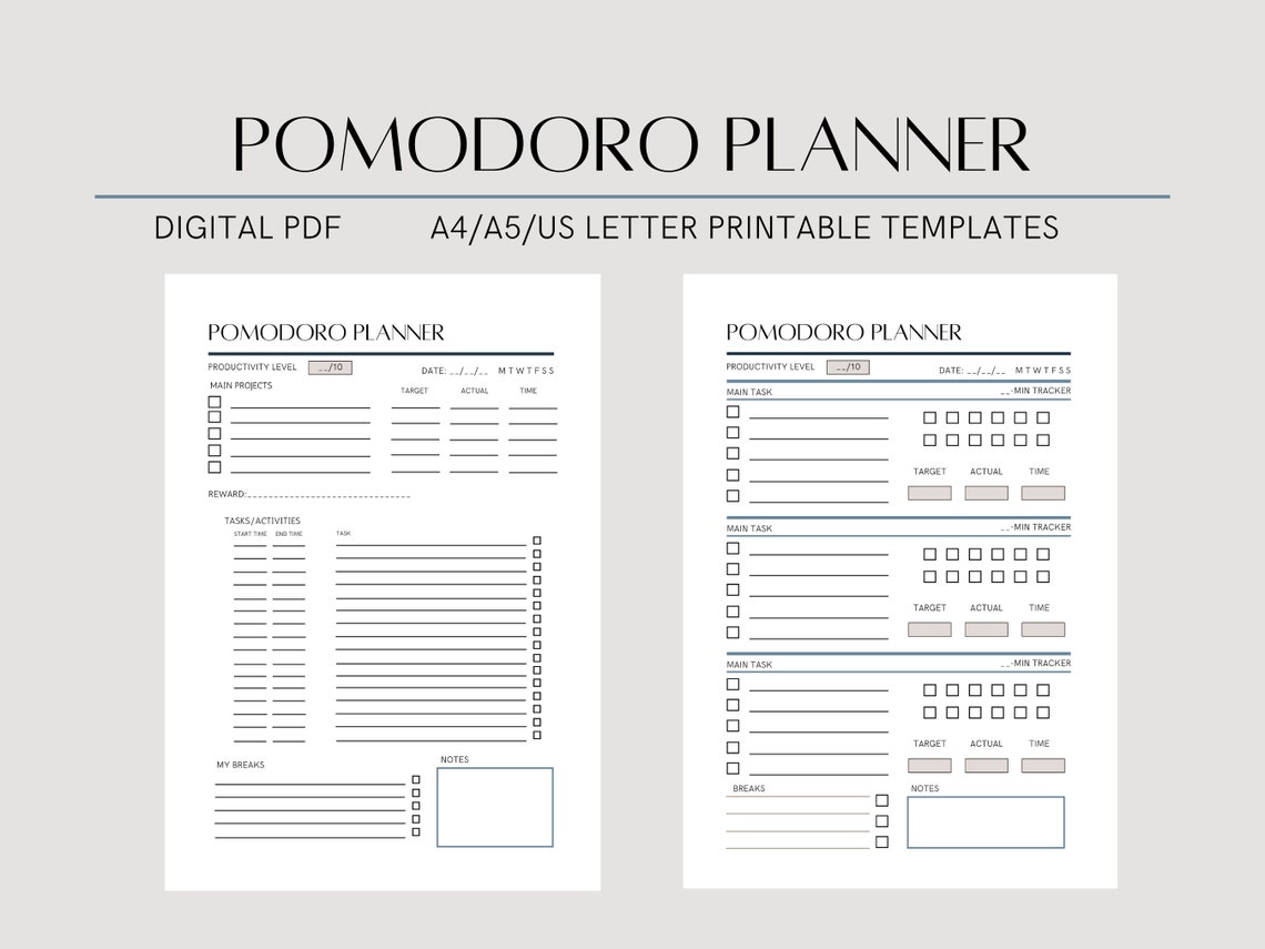 Pomodoro Planner Printable, Study Session, Productivity Planner ...